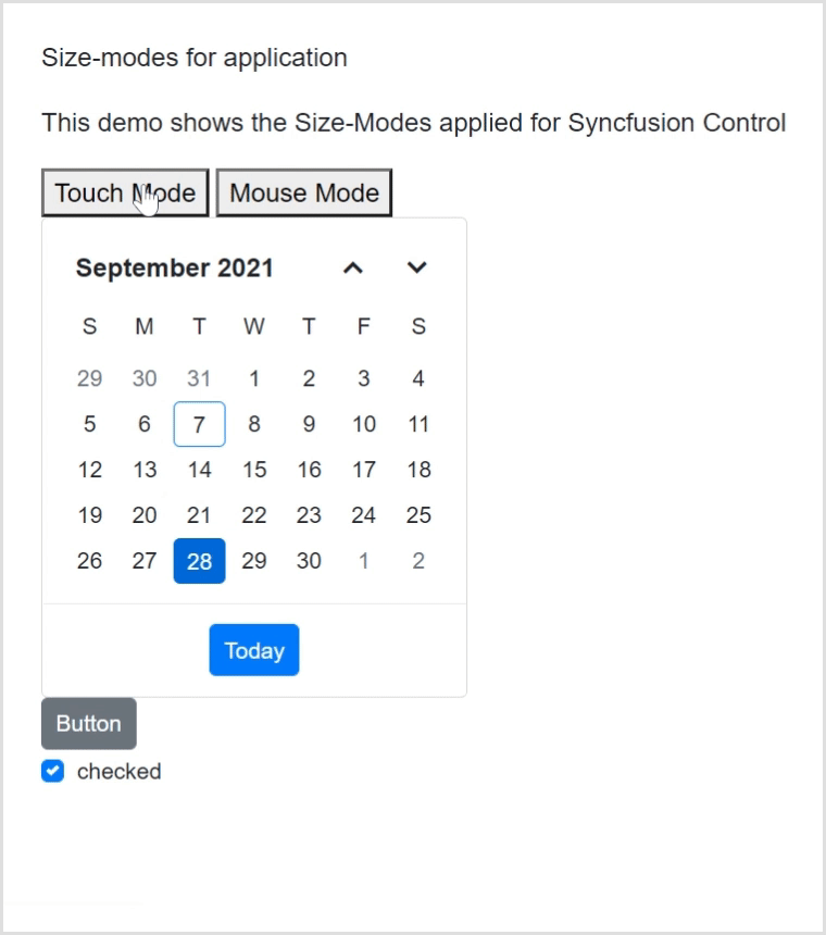Component Size Modes In Blazor Syncfusion