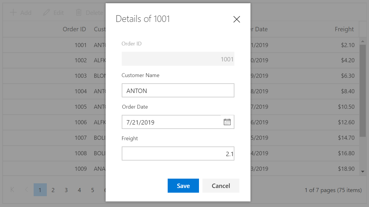 Dialog Editing In Blazor DataGrid Component Syncfusion