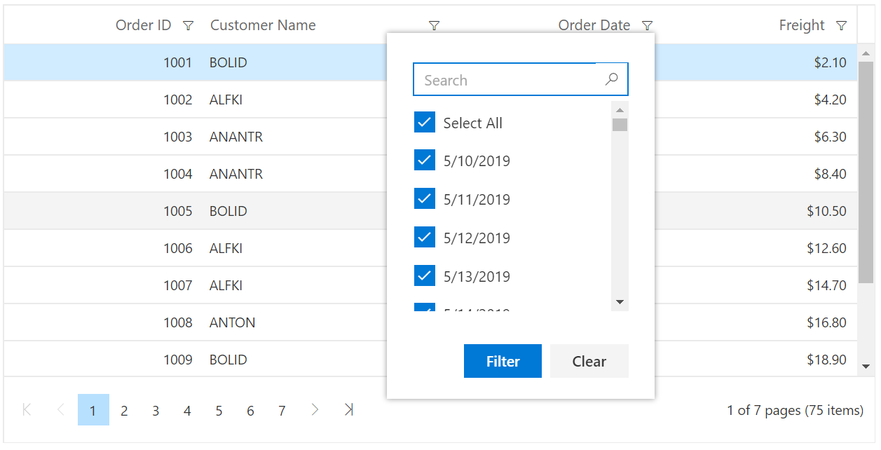 Filtering in Blazor DataGrid component - Syncfusion